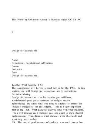 Design For InstructionTeacher will now design the instruction | DOCX ...
