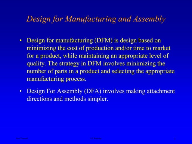General Guidelines for Design for Manufacturing and Assembly | PPT