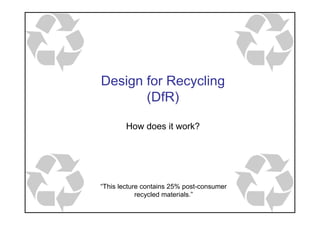 Design for Recycling | PDF