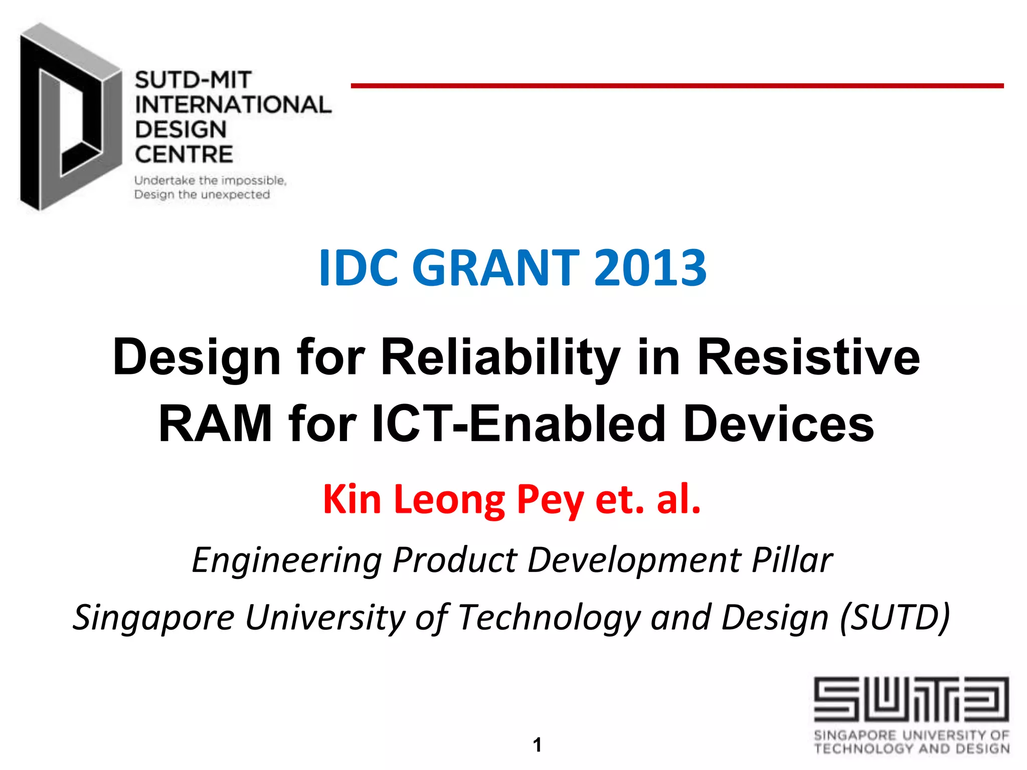 Design for reliability in resistive ram for ict‐enabled devices | PPT