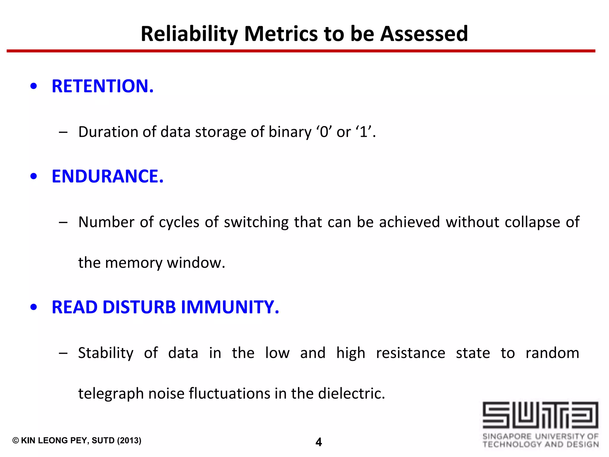 Design for reliability in resistive ram for ict‐enabled devices | PPT
