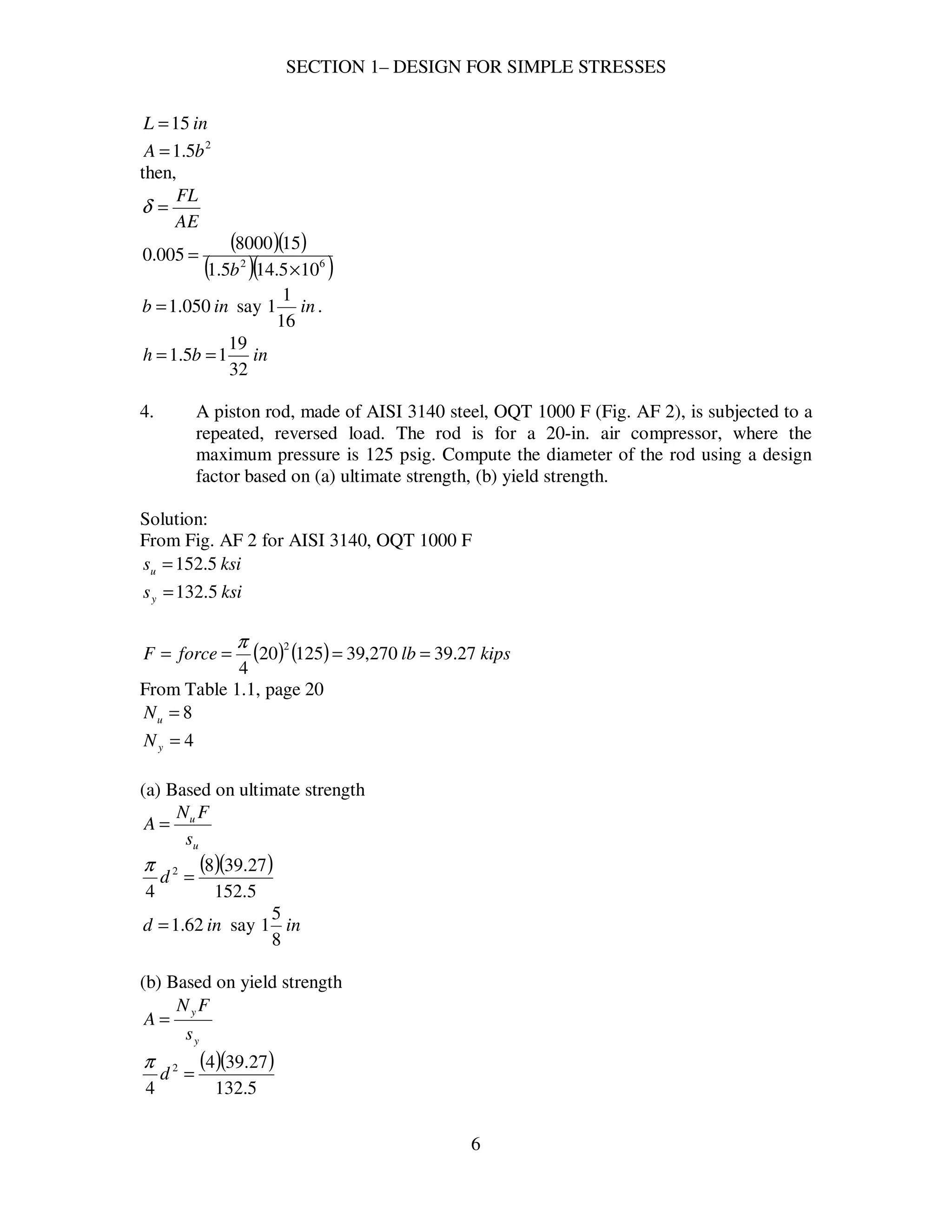 Design of machine elements - DESIGN FOR SIMPLE STRESSES
