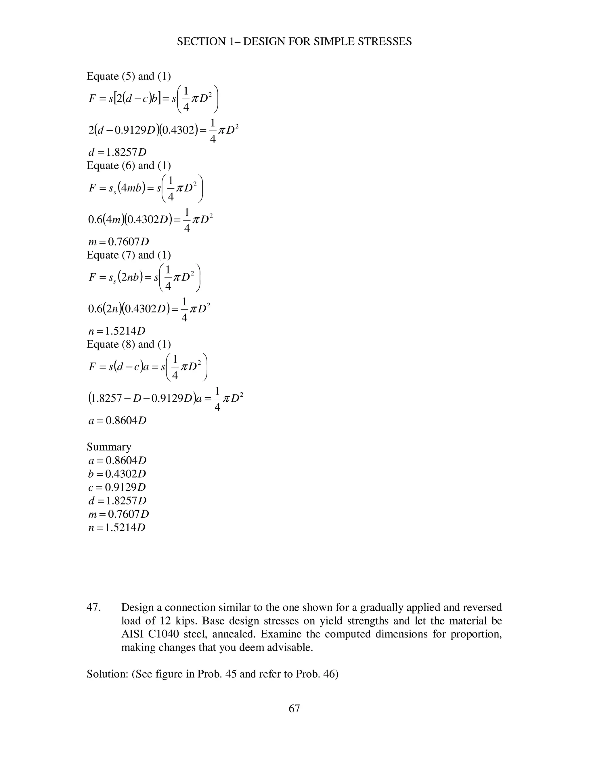 Design of machine elements - DESIGN FOR SIMPLE STRESSES