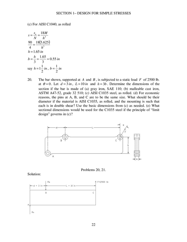 Design of machine elements - DESIGN FOR SIMPLE STRESSES | PDF