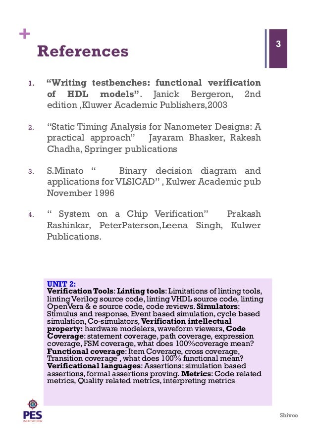 1sem Mtech Design For Verification Notes Unit2 Verification Tools