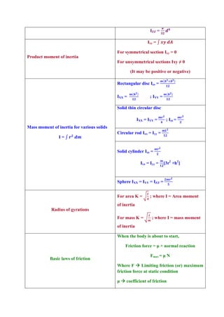 Formula Bank and Important tips for Mechanical Engineering Students for ...