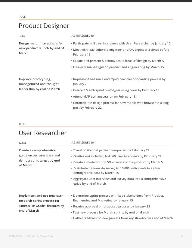 Goal Examples for Design