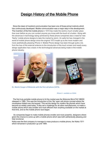 Design history of the mobile phone | PDF