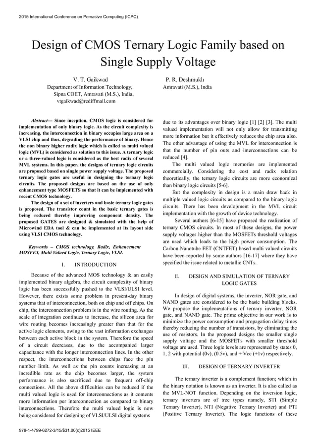 M.TECH IEEE.Technical seminar paper for Vlsi design and embedded systems. | PDF