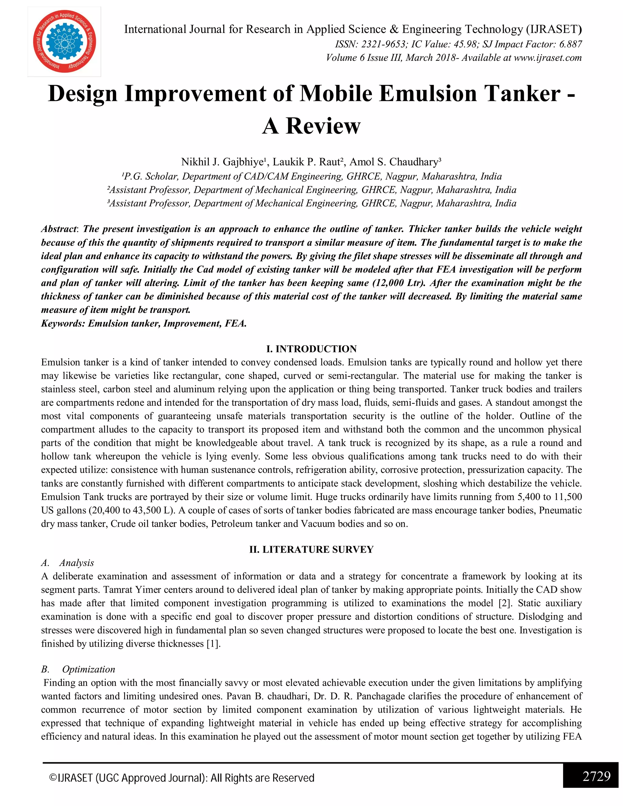 Design improvement of mobile emulsion tanker | PDF
