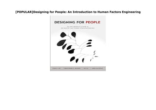 [POPULAR]Designing for People: An Introduction to Human Factors ...