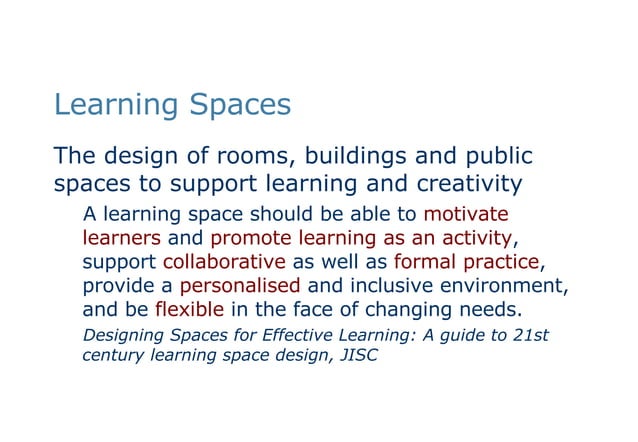 Designing New Learning Spaces From Rooms To Cities | PPT