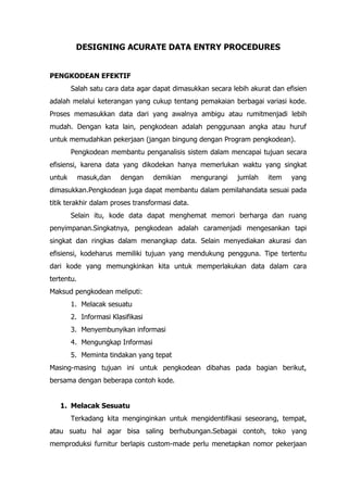 Designing accurate data entry procedure (bab 11) | PDF
