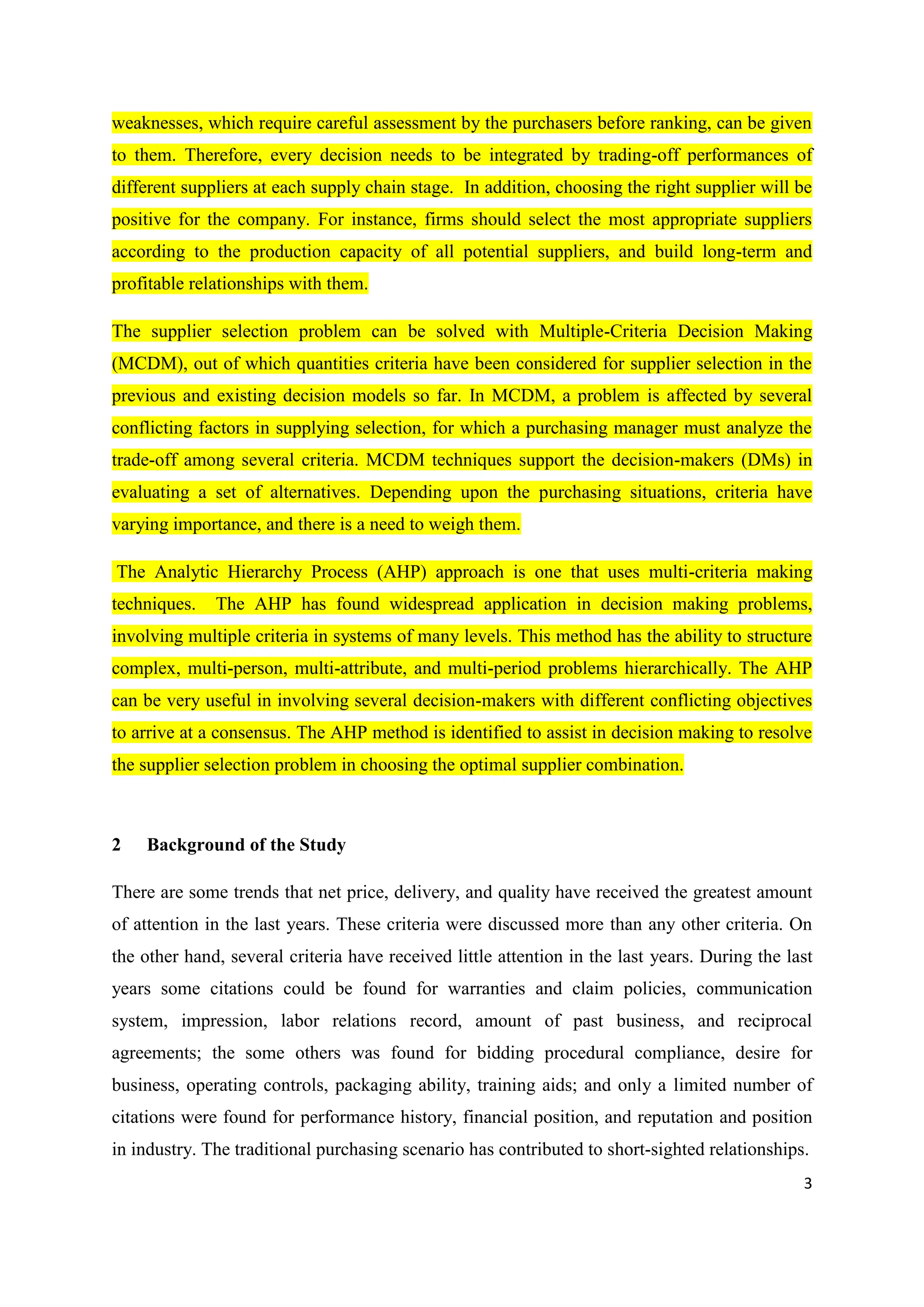 Designing A Computational Tool For Supplier Selection Using Analytical Hierarchy Process Doc