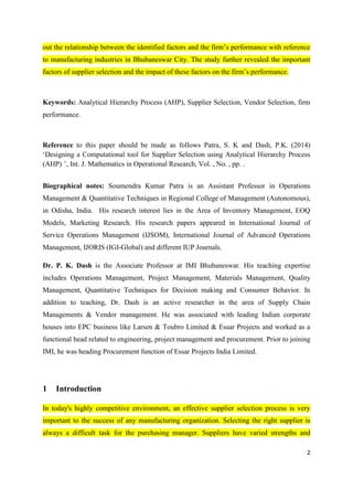 Designing a Computational tool for Supplier Selection using Analytical Hierarchy Process .doc