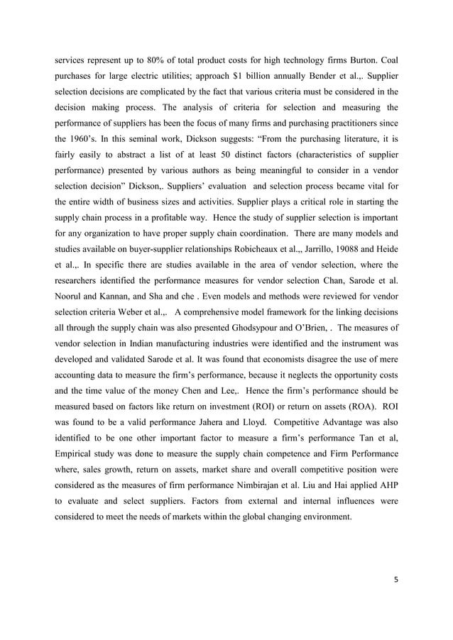 Designing A Computational Tool For Supplier Selection Using Analytical Hierarchy Process Doc