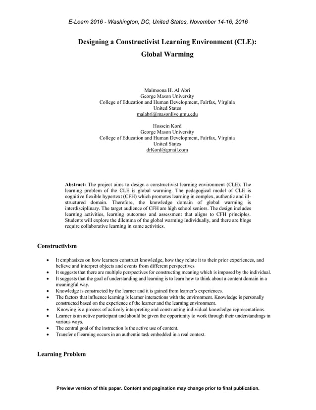 Designing a constructivist learning environment | PDF