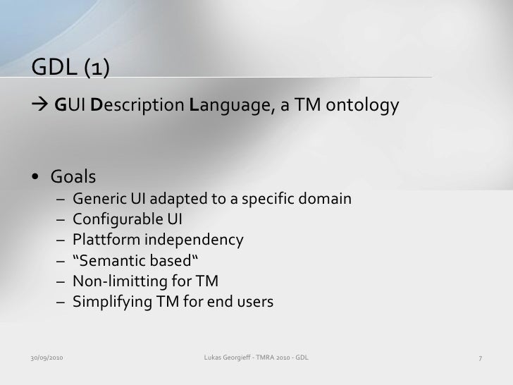 Designing a GUI Description Language with Topic Maps