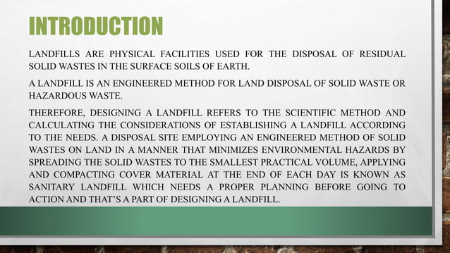 Designing a landfill | PPTX | Developmental Sites | Real Estate