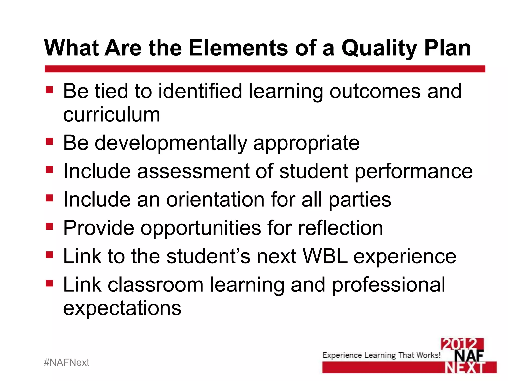Designing and assessing your work based learning system | PPTX