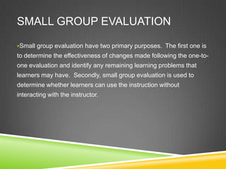 Designing and conducting formative evaluations | PPTX