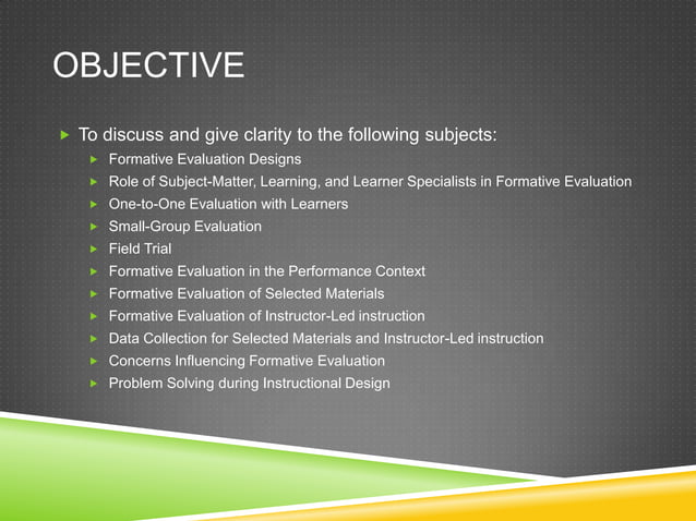 Designing and conducting formative evaluations | PPTX