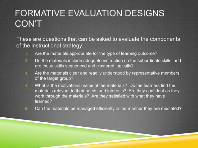 Designing and conducting formative evaluations | PPTX
