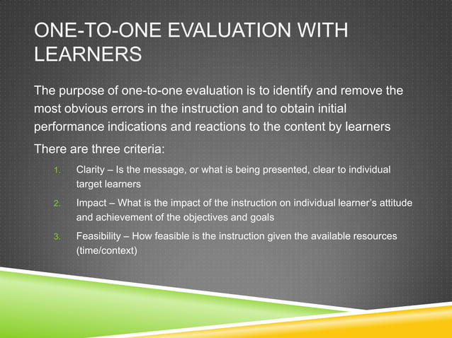 Designing and conducting formative evaluations | PPTX