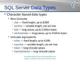 Designing and Creating an SQL Server Database