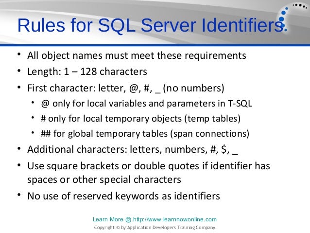 Designing and Creating an SQL Server Database