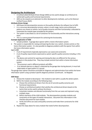 Designing and documenting software architecture unit 5 | PDF