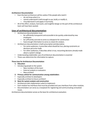 Designing and documenting software architecture unit 5 | PDF