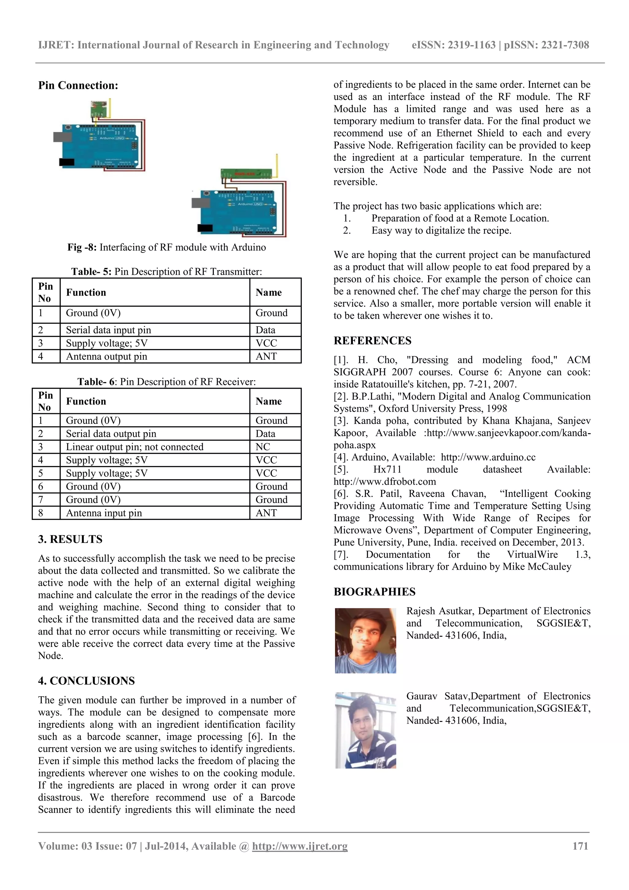 Designing and implementation of remotely operated cooking module | PDF