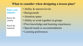 Designing and implementation of the course plan | PPT