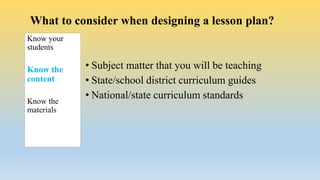 Designing and implementation of the course plan | PPTX