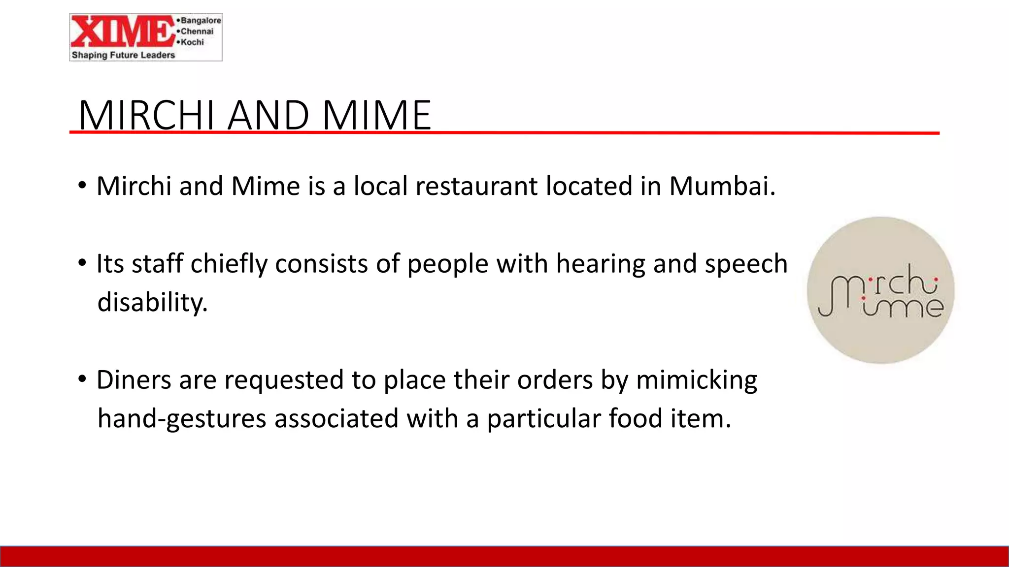 Designing and managing services -SERVQUAL MODEL- ABOUT MIRCHI & MIME | PPT