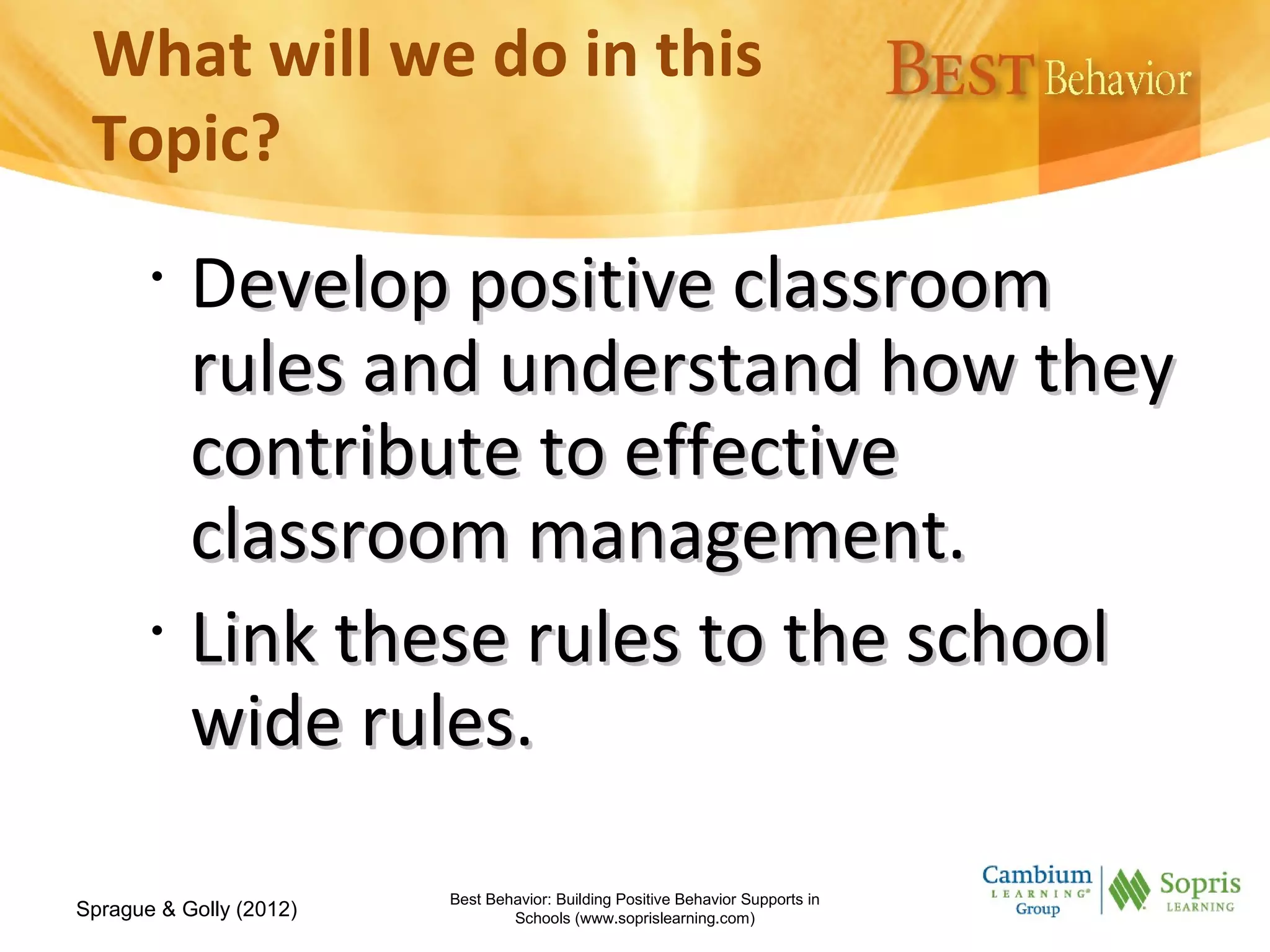 Designing and teaching classroom behavioral expectations | PPT
