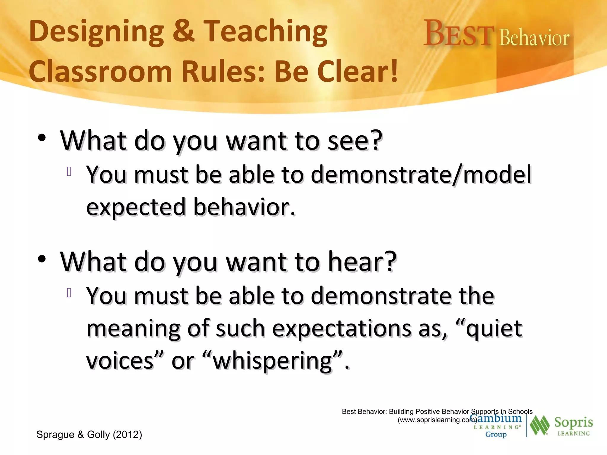 Designing and teaching classroom behavioral expectations | PPT