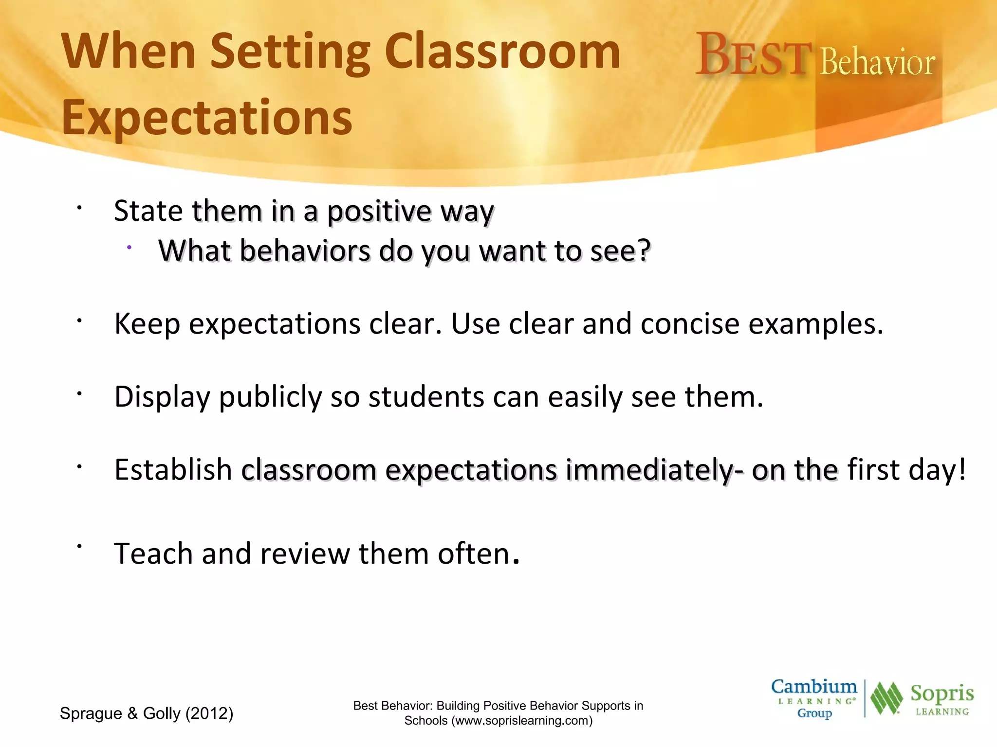Designing and teaching classroom behavioral expectations | PPT