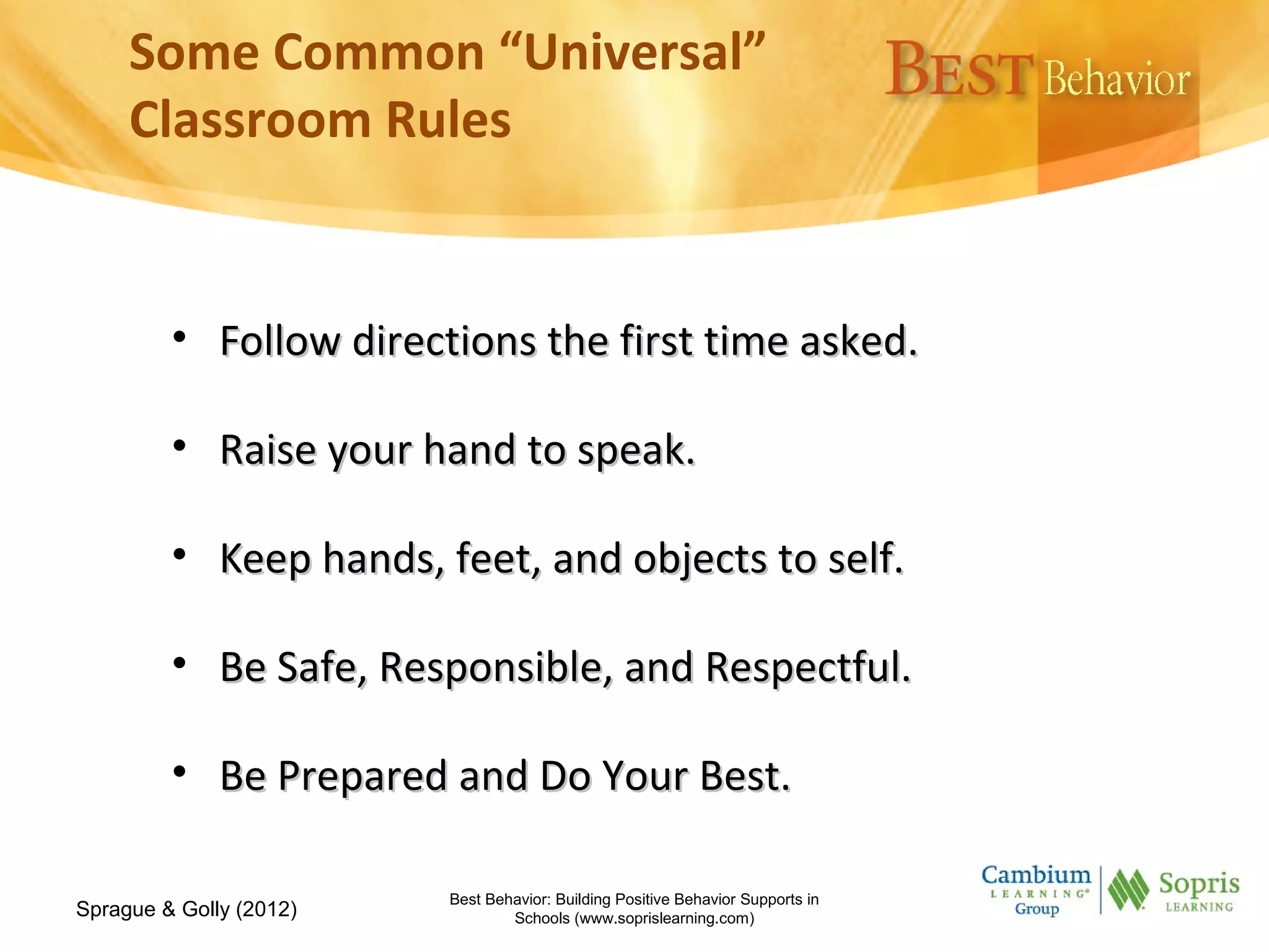 Designing and teaching classroom behavioral expectations | PPT