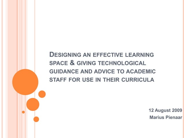 Designing An Effective Learning Space | PPT