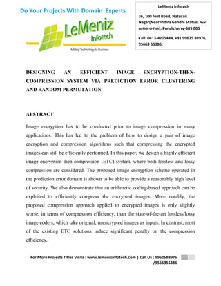 Designing an efficient image encryption then-compression system via prediction error clustering ...