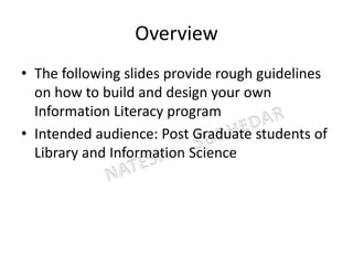 Designing an information literacy program: Basic Elements | PPTX
