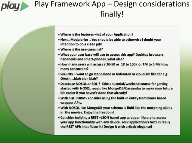 Designing a play framework application | PPT