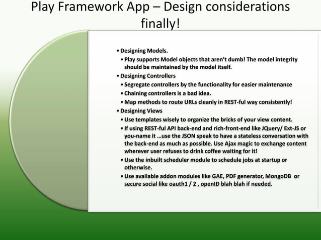 Designing a play framework application | PPT