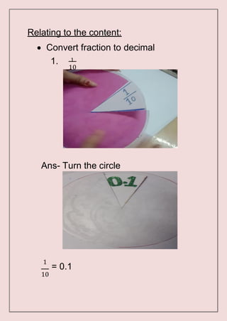 Designing art based math activities convert decimal into fraction and ...