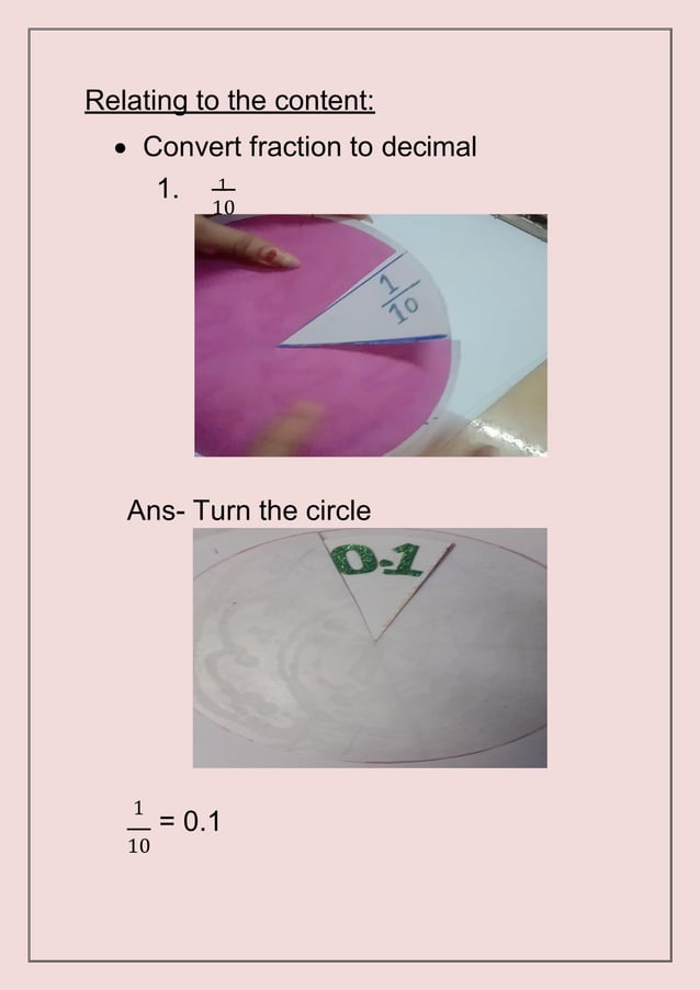 Designing art based math activities convert decimal into fraction and ...