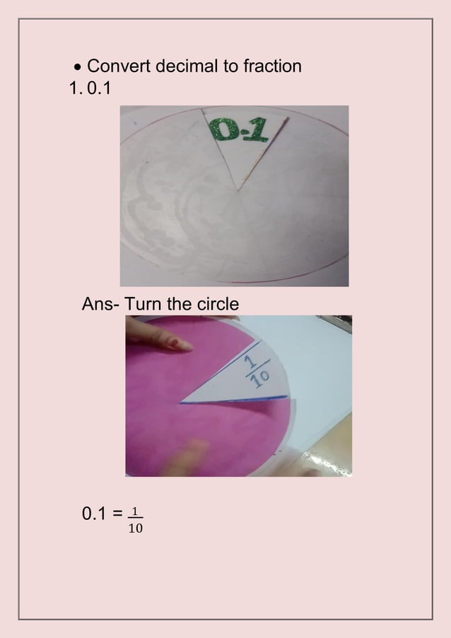 Designing art based math activities convert decimal into fraction and ...