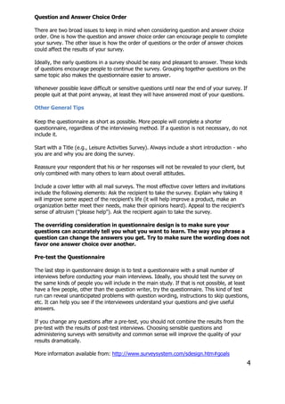 Designing a survey questionnaire | PDF