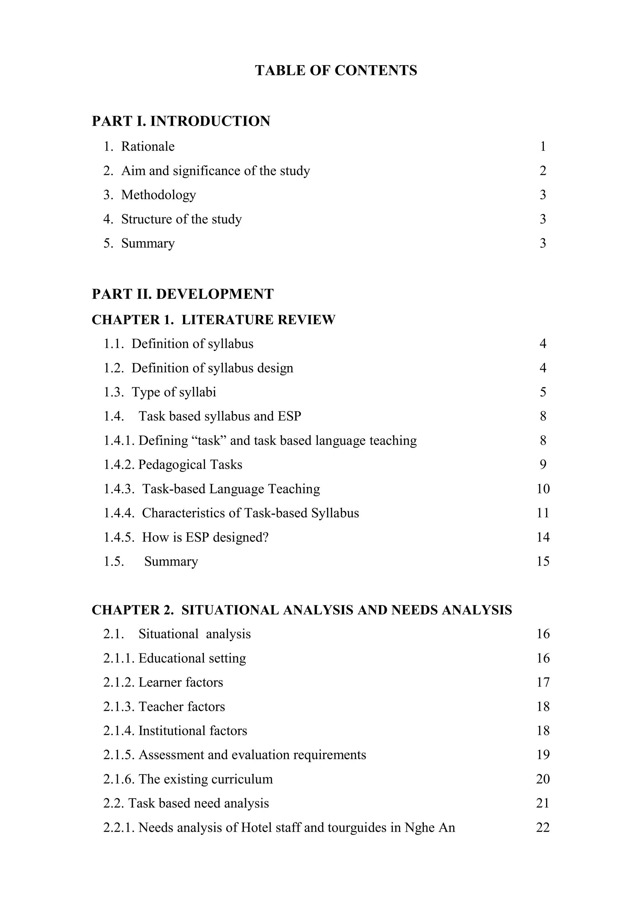 Designing a task - based English syllabus for students of tourism at Nghe An College of Culture ...